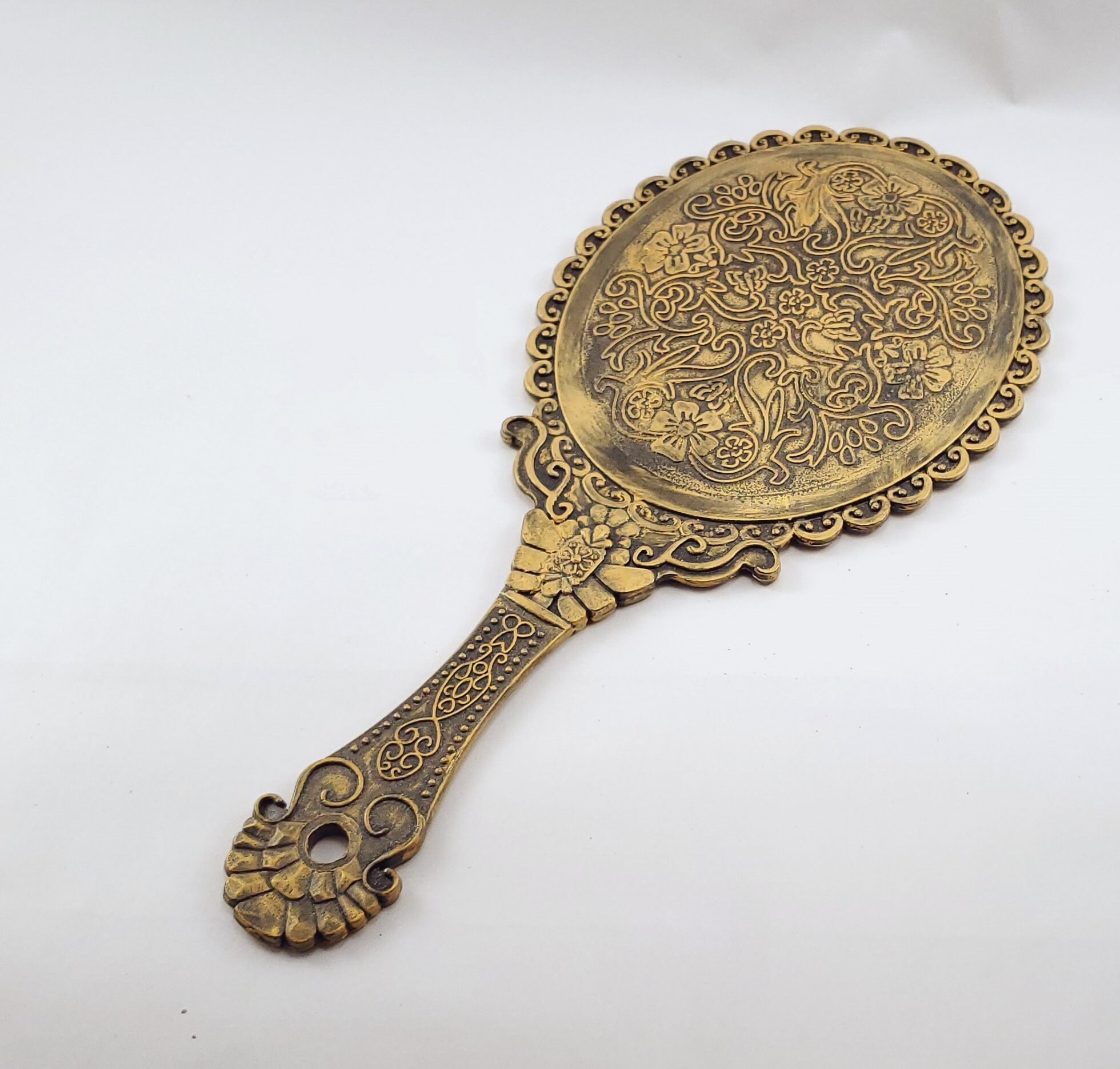 Plastic Fancy Handheld Mirror,metallic Hand Painted, Gold,silver, Blue ...