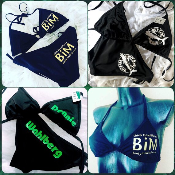 Custom Bikini Set Your Text Words Logo Design Printed | Etsy