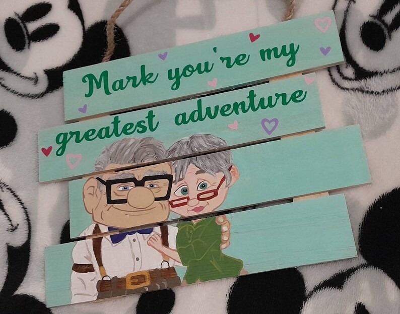 Carl and Ellie Disney Pixar up Hanging Wooden Sign Plaque - Etsy