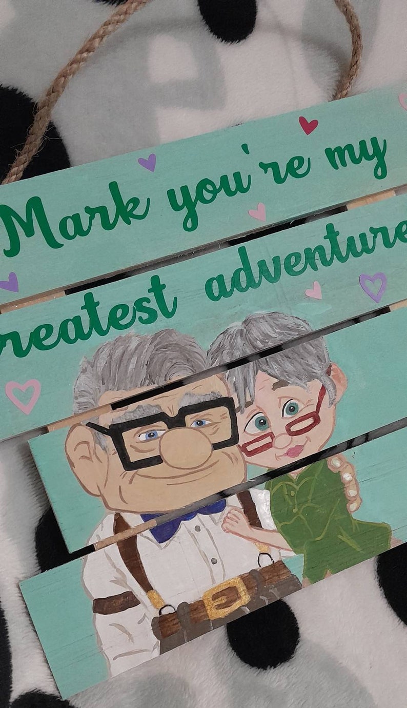 Carl and Ellie Disney Pixar up Hanging Wooden Sign Plaque - Etsy