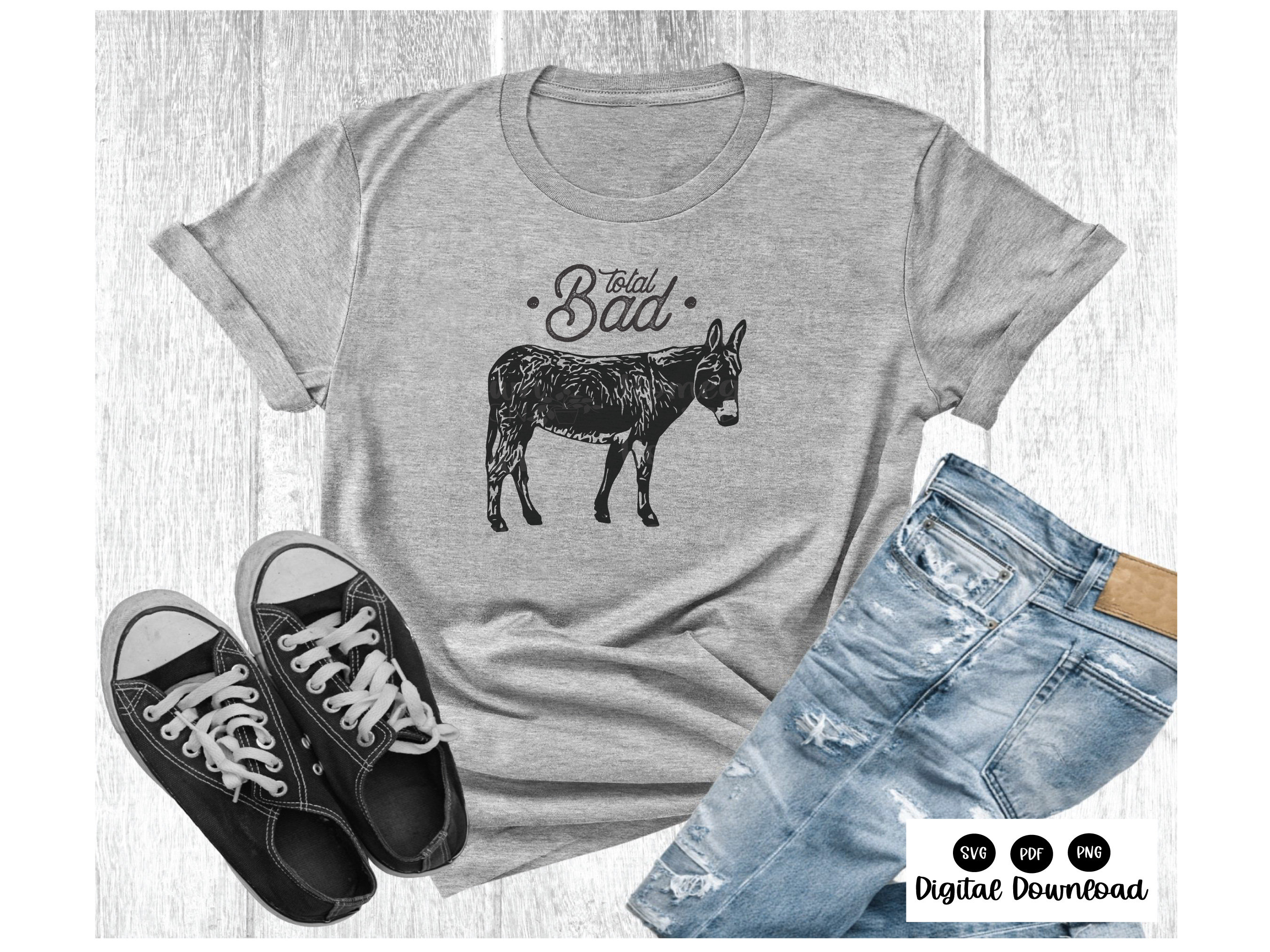 Bad Ass SVG - Bad Donkey SVG - Funny Donkey Shirt Design - Digital ...