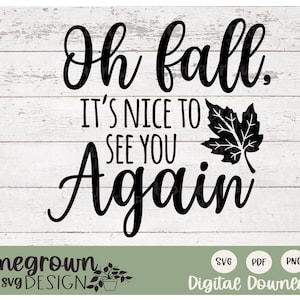 Oh Fall It's Nice to See You Again SVG - Autumn Quote - Fall Decor SVG ...