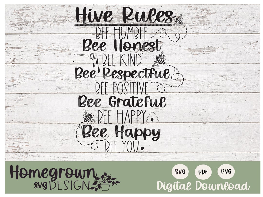 Hive Rules Family SVG - Classroom Rules SVG - Honey Bee SVG - Hive ...