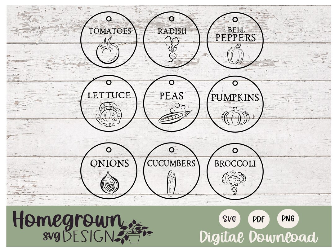 Vegetable Garden Tag SVG - Vegetable Labels Template - Veggie Labels ...