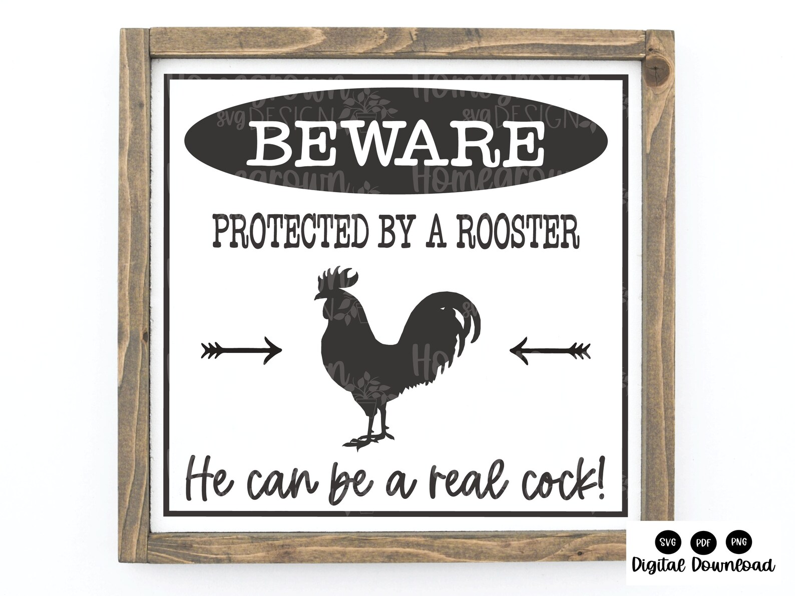 Beware Protected by A Rooster Sign Design Rooster SVG Chicken Coop Sign ...