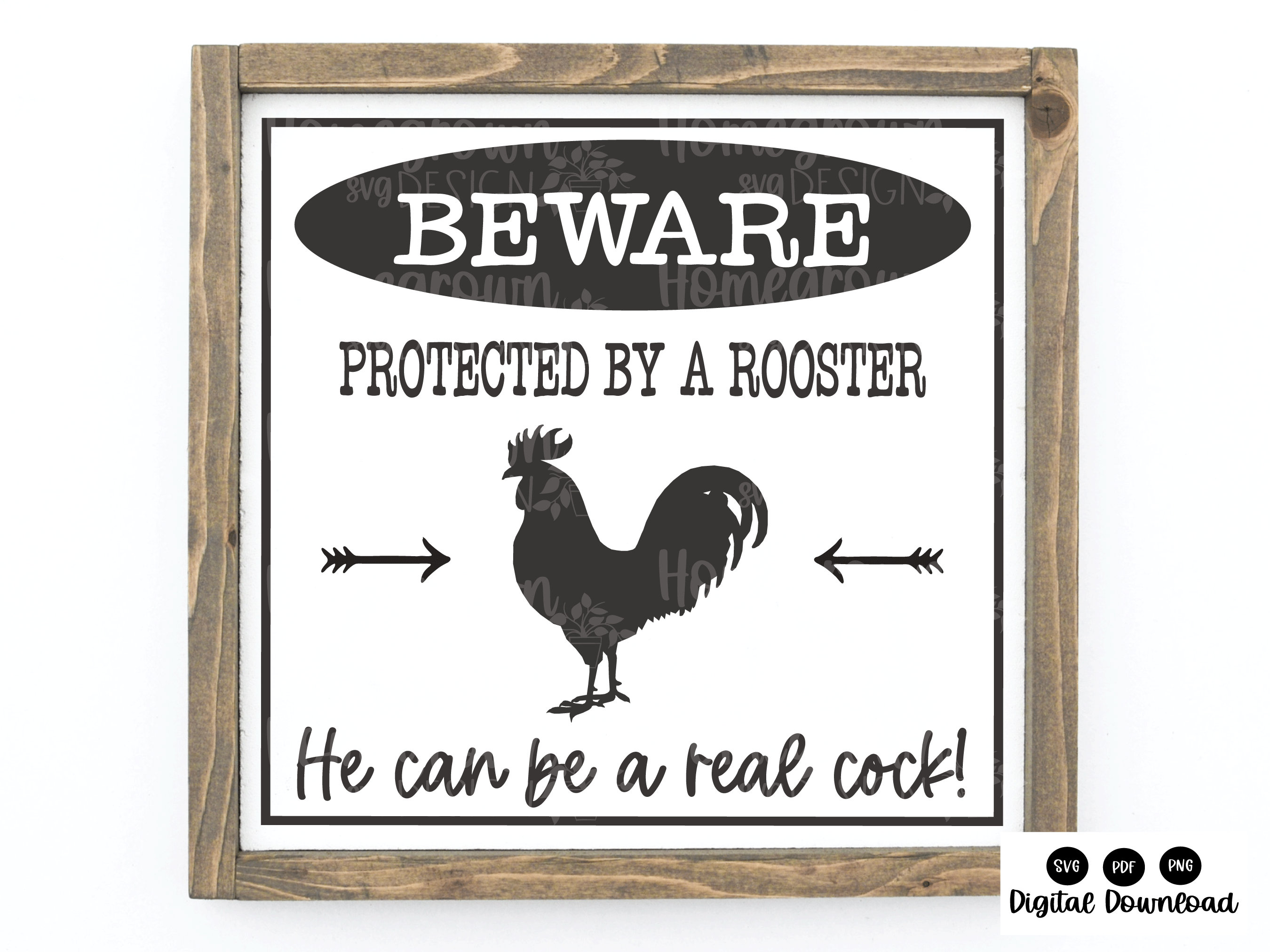 Beware Protected by A Rooster Sign Design Rooster SVG Chicken Coop Sign ...