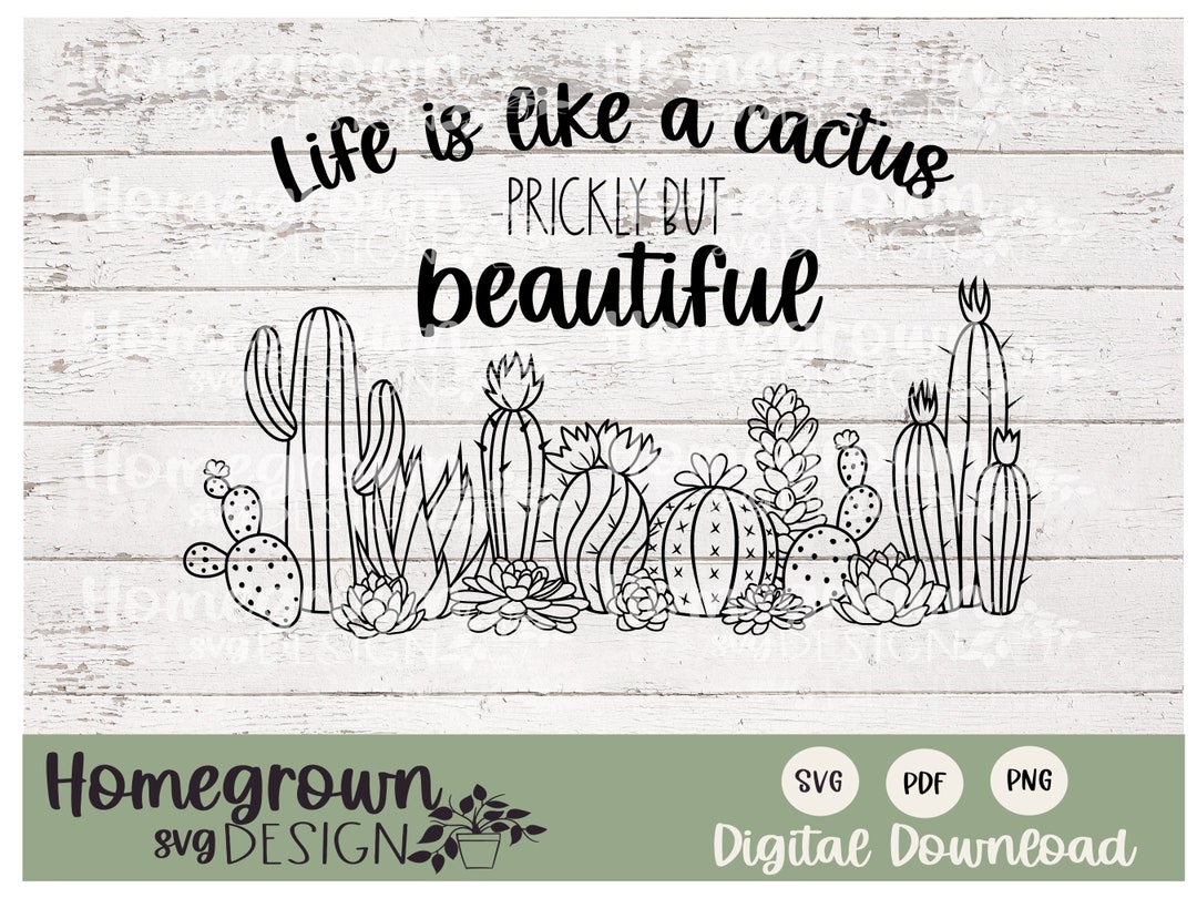 Life is Like A Cactus Prickly but Beautiful - Inspirational Plant Quote ...