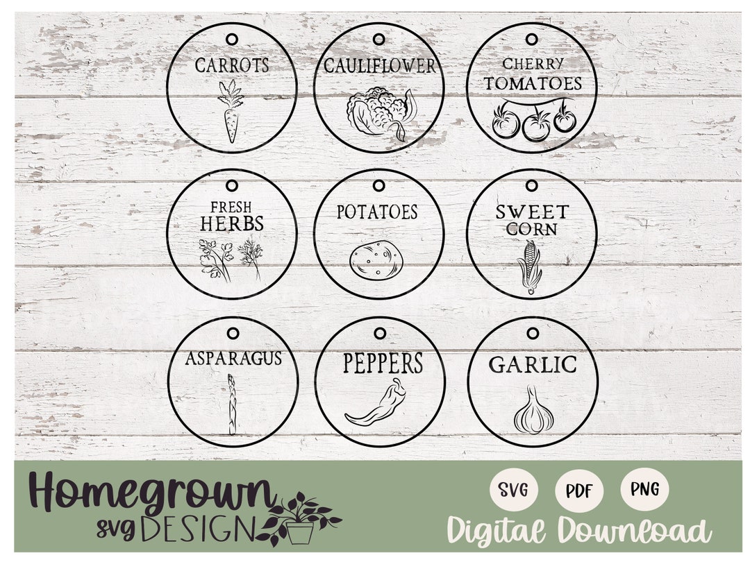 Garden Vegetable Label SVG - Garden Tags - Vegetable Labels - Digital ...
