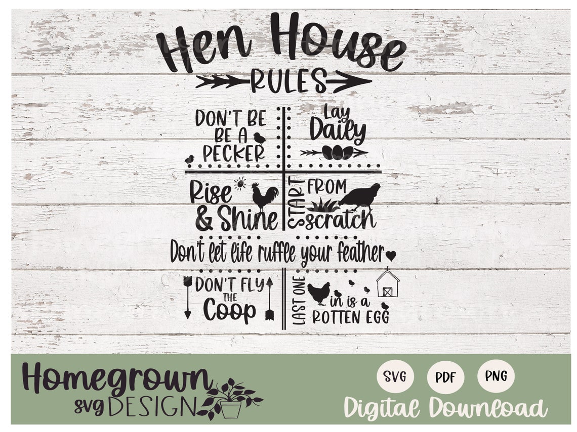 Hen House Rules SVG Chicken Coop Rules Sign Chicken Coop - Etsy