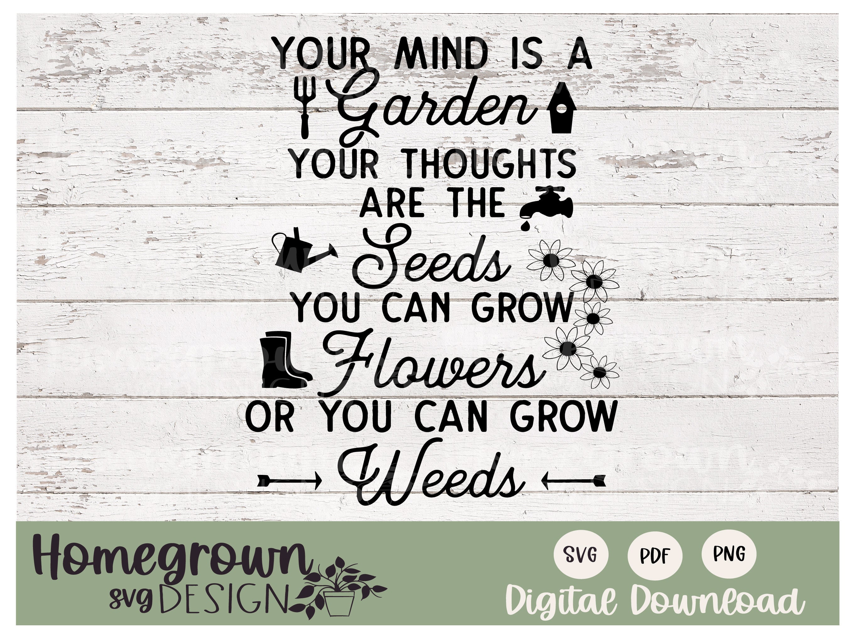 Your Mind is A Garden Your Thoughts Are the Seeds You Can Grow - Etsy