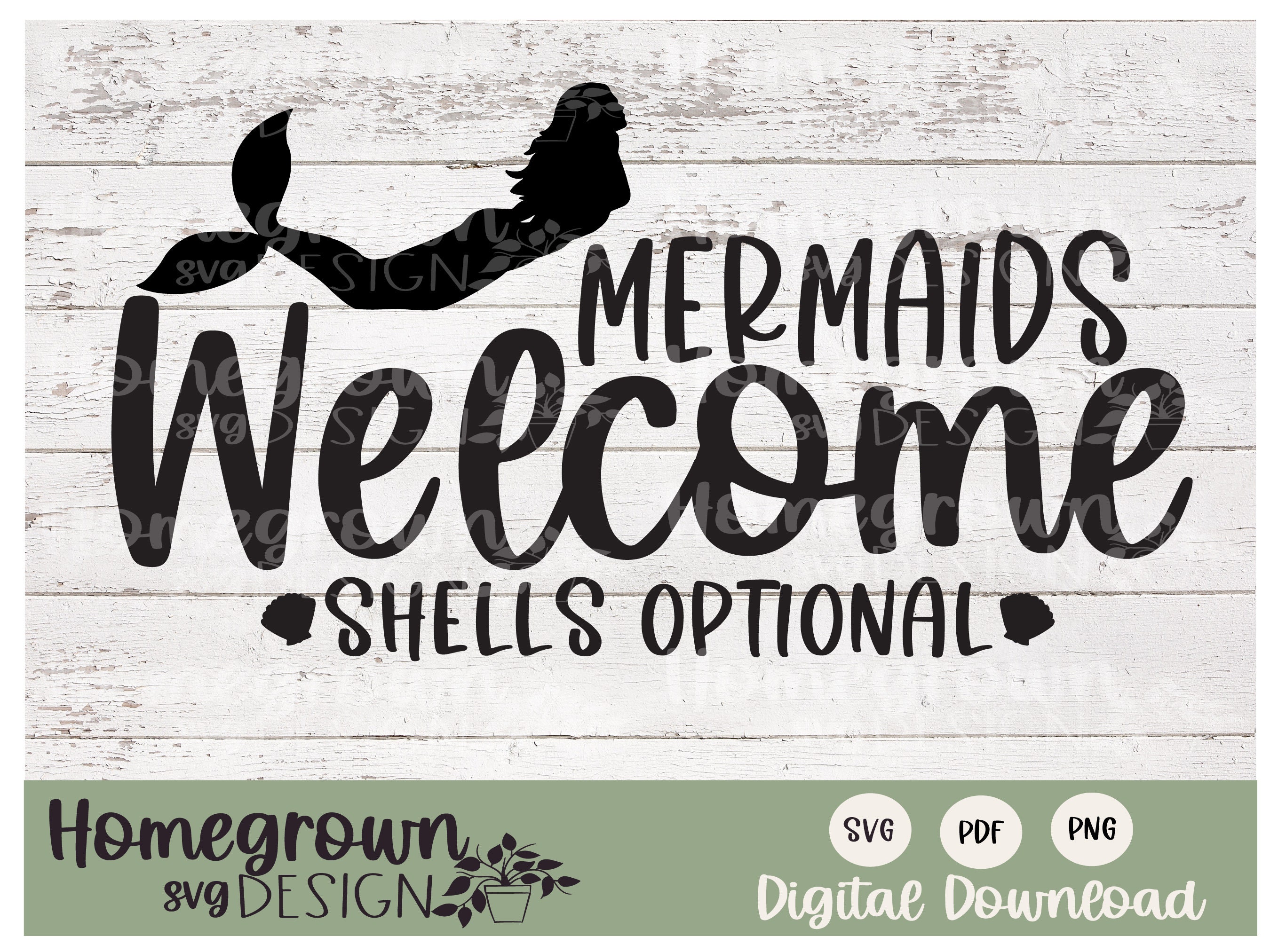 Mermaids Welcome Shells Optional SVG - Mermaid Sign - Mermaid Nautical ...