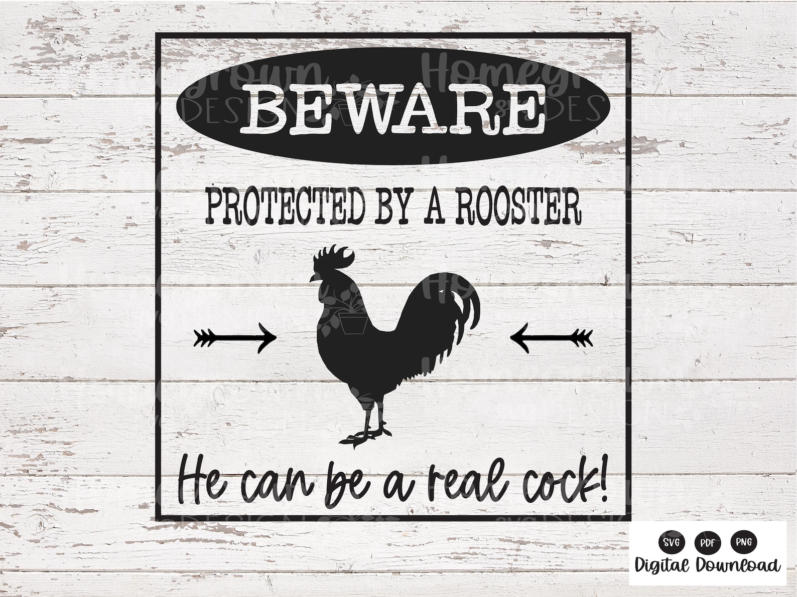 Beware Protected by A Rooster Sign Design Rooster SVG Chicken Coop Sign ...