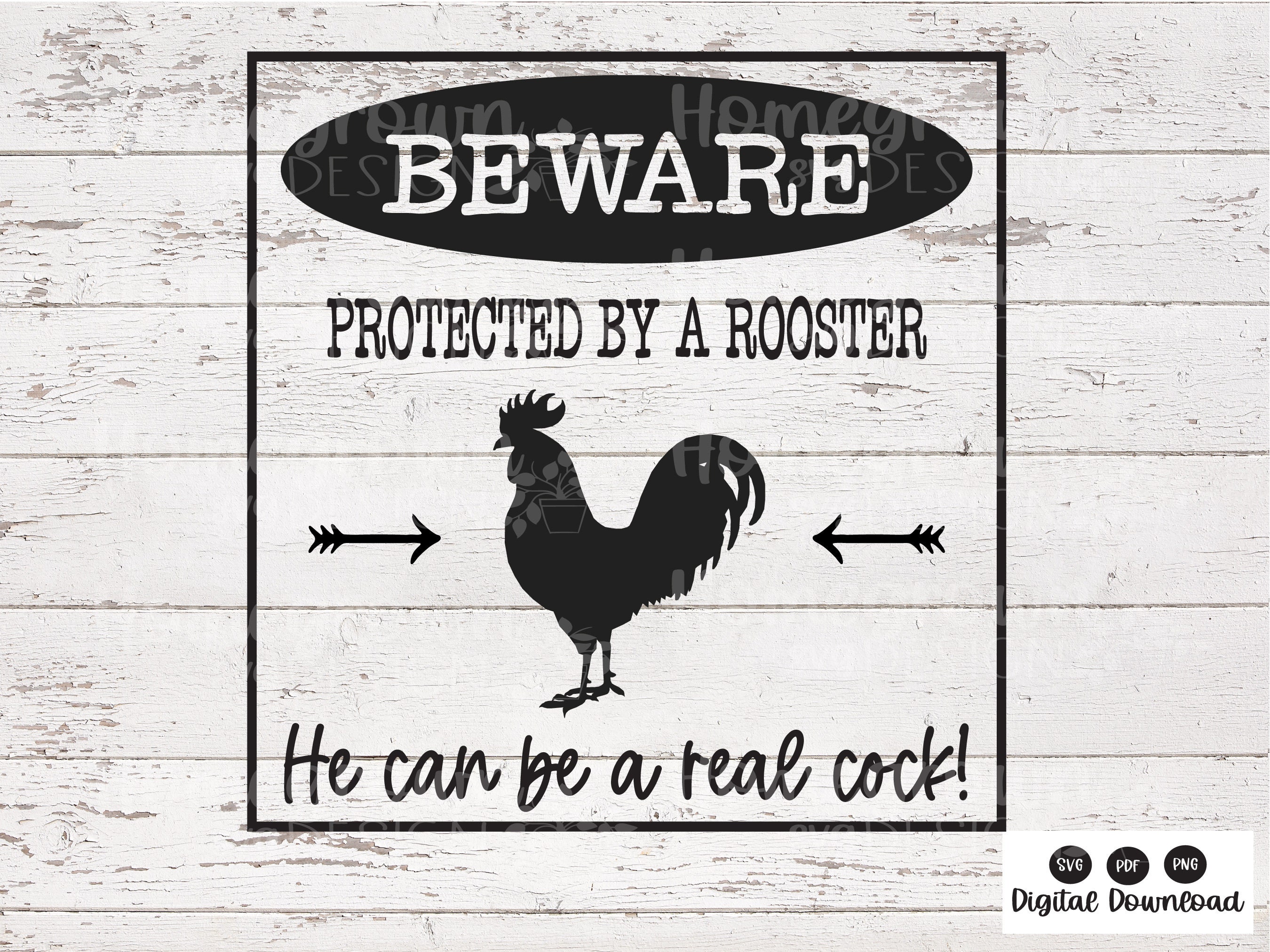 Beware Protected by A Rooster Sign Design Rooster SVG Chicken Coop Sign ...