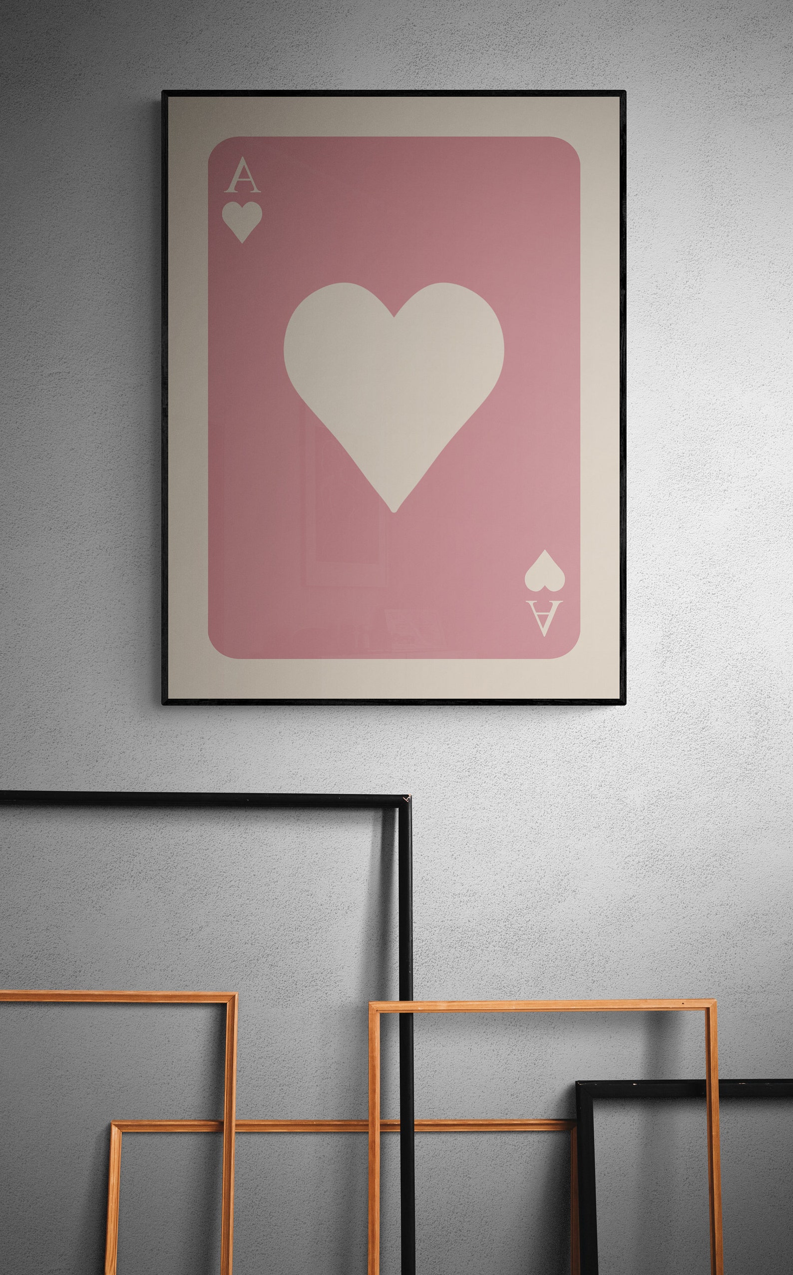 Pink Ace of Hearts Poster, Playing Cards Wall Art, Trendy Retro ...