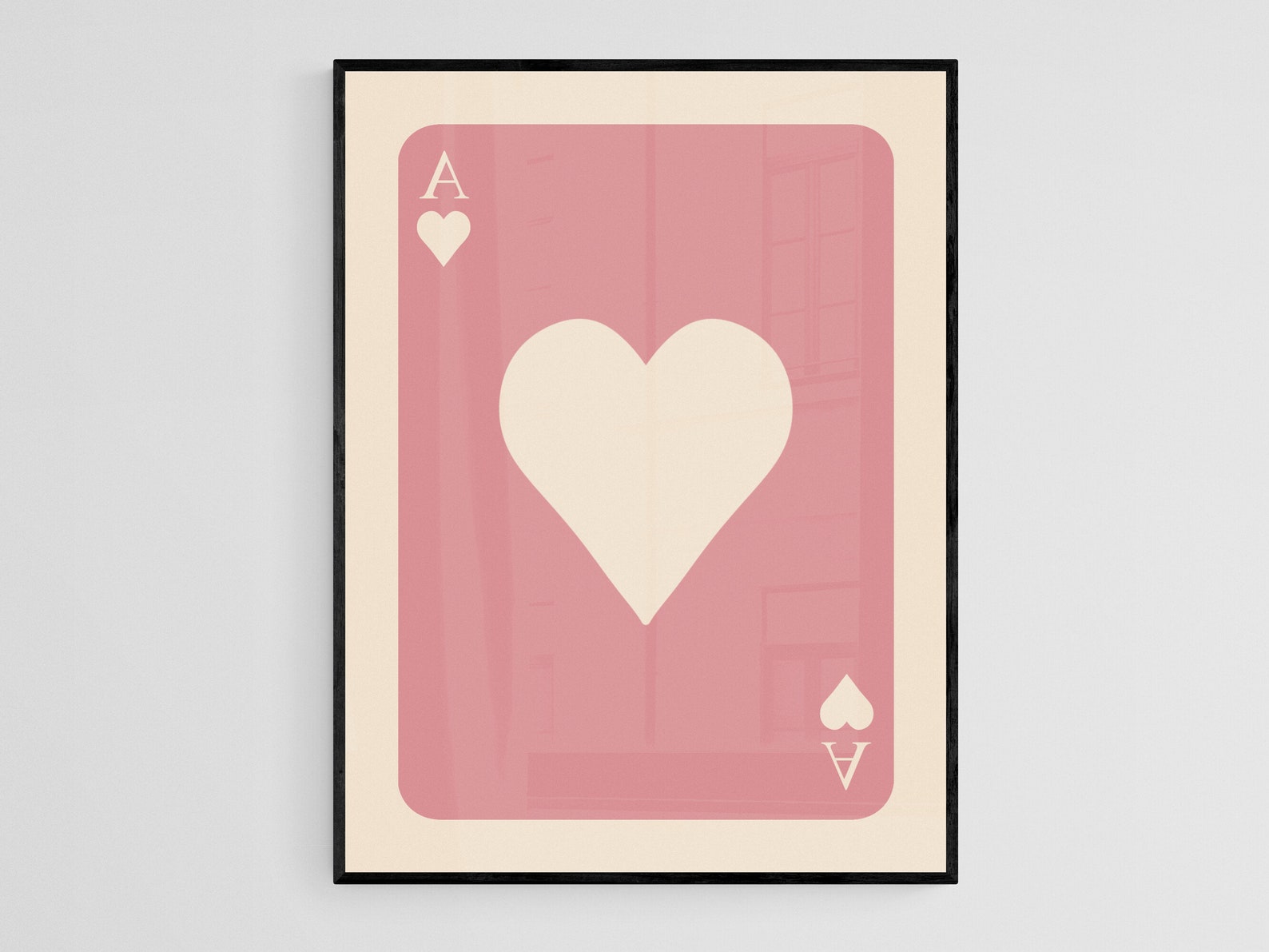 Pink Ace of Hearts Poster Playing Cards Wall Art Trendy - Etsy