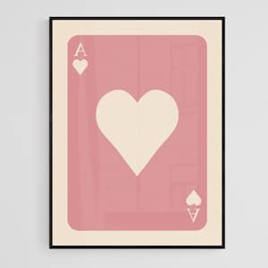 Pink Ace of Hearts Poster, Playing Cards Wall Art, Trendy Retro ...