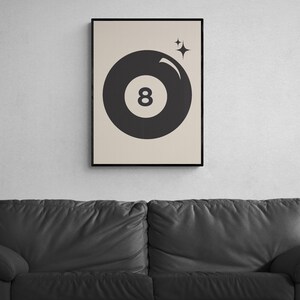 Trendy Retro 8 Ball Print Illustration Wall Art Minimalist - Etsy