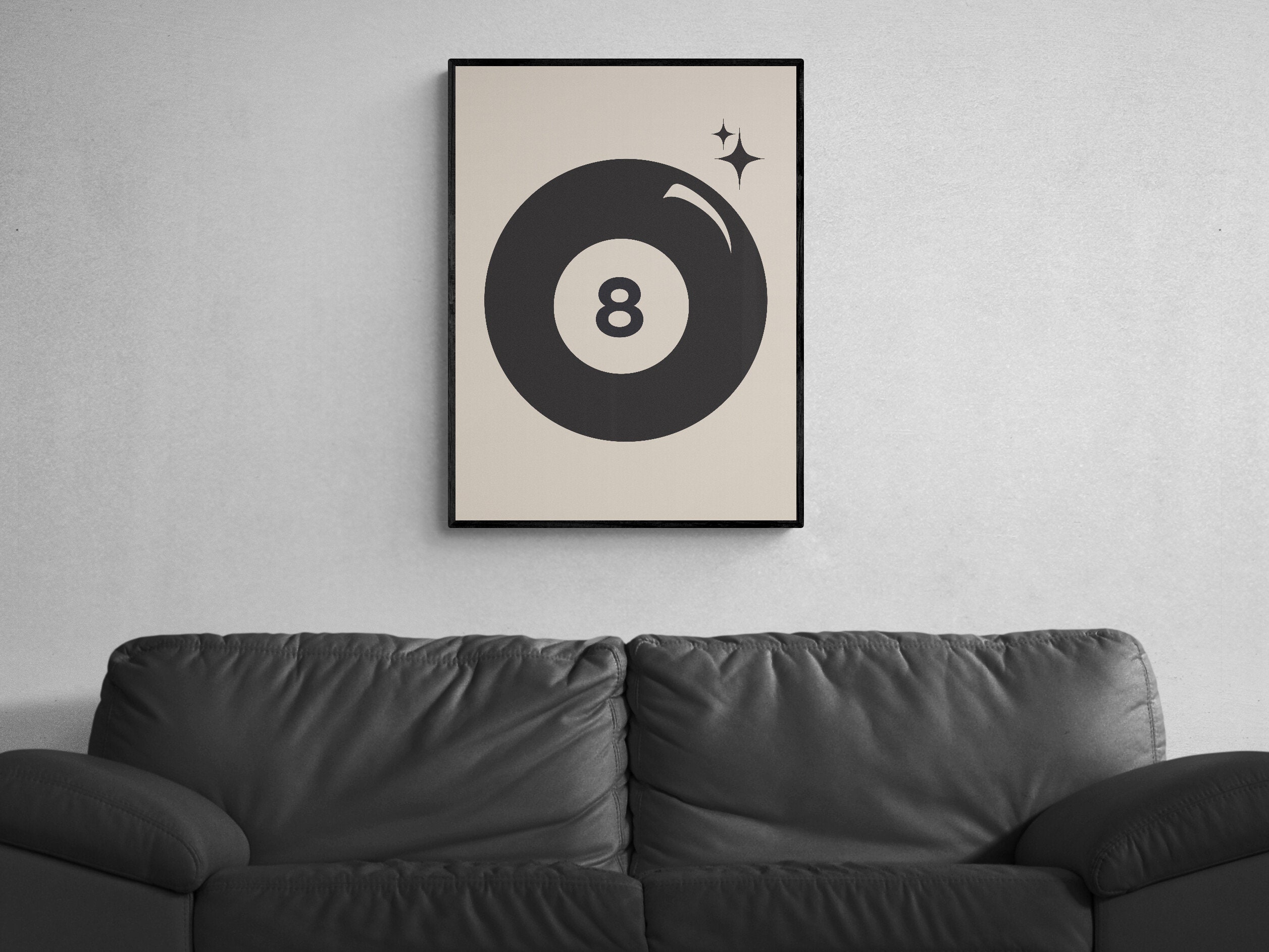 Trendy Retro 8 Ball Print Illustration Wall Art Minimalist - Etsy