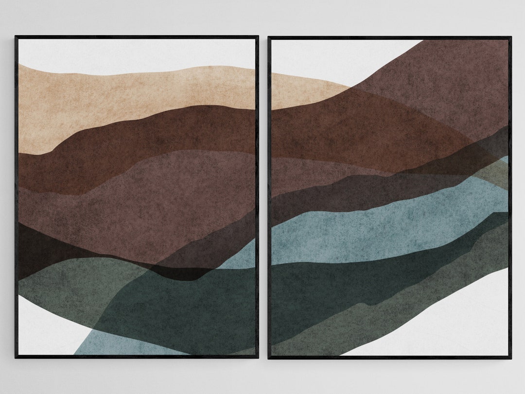 Printable Wall Art, Set of 2 Prints, Abstract Wall Art, Minimalist ...