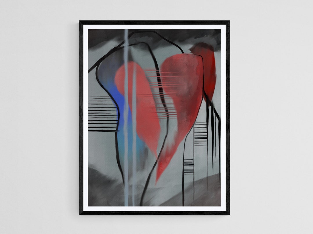 Abstract Broken Heart Printable Wall Art, Modern Printable Wall Art ...