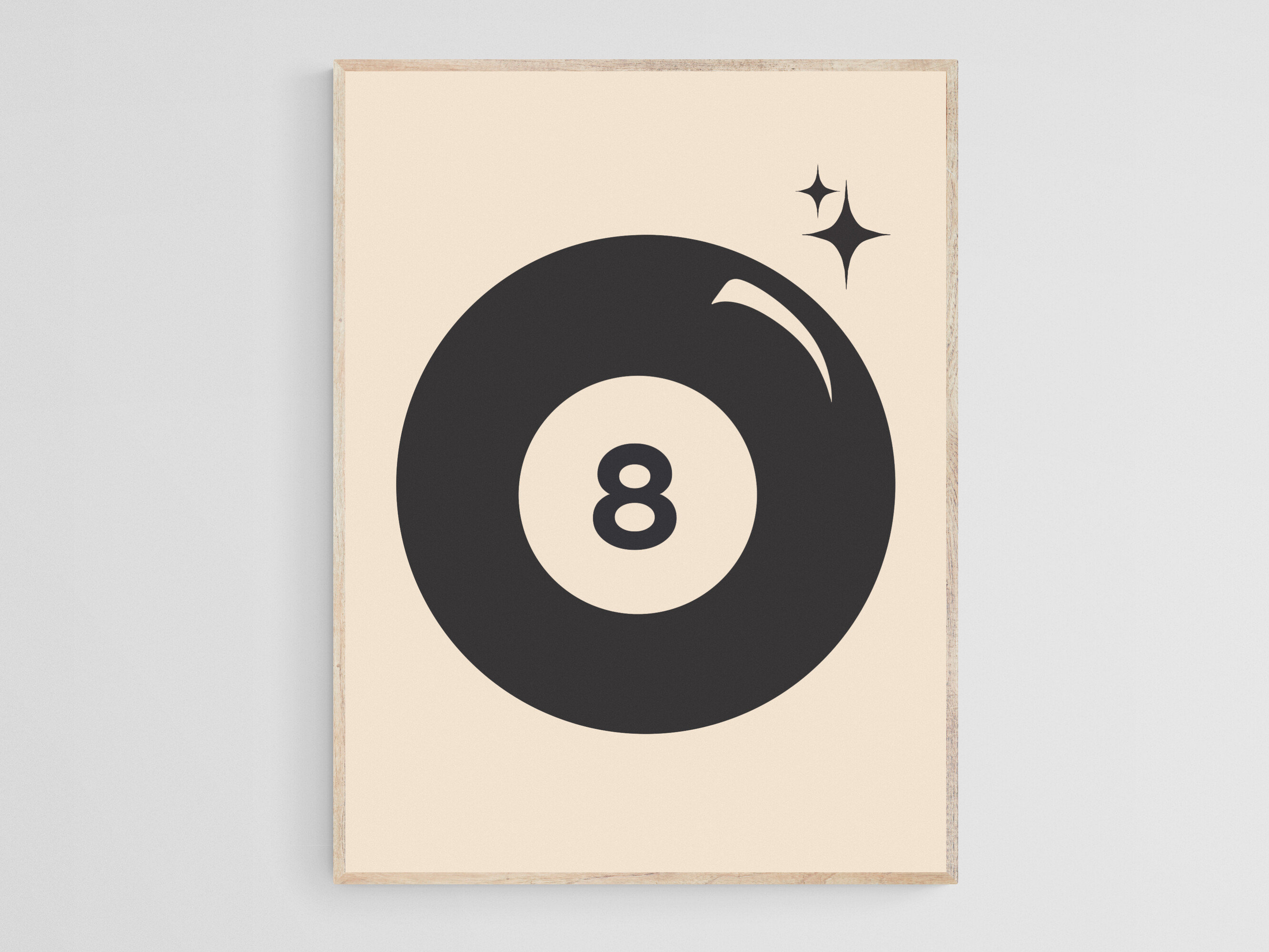 Trendy Retro 8 Ball Print Illustration Wall Art Minimalist - Etsy