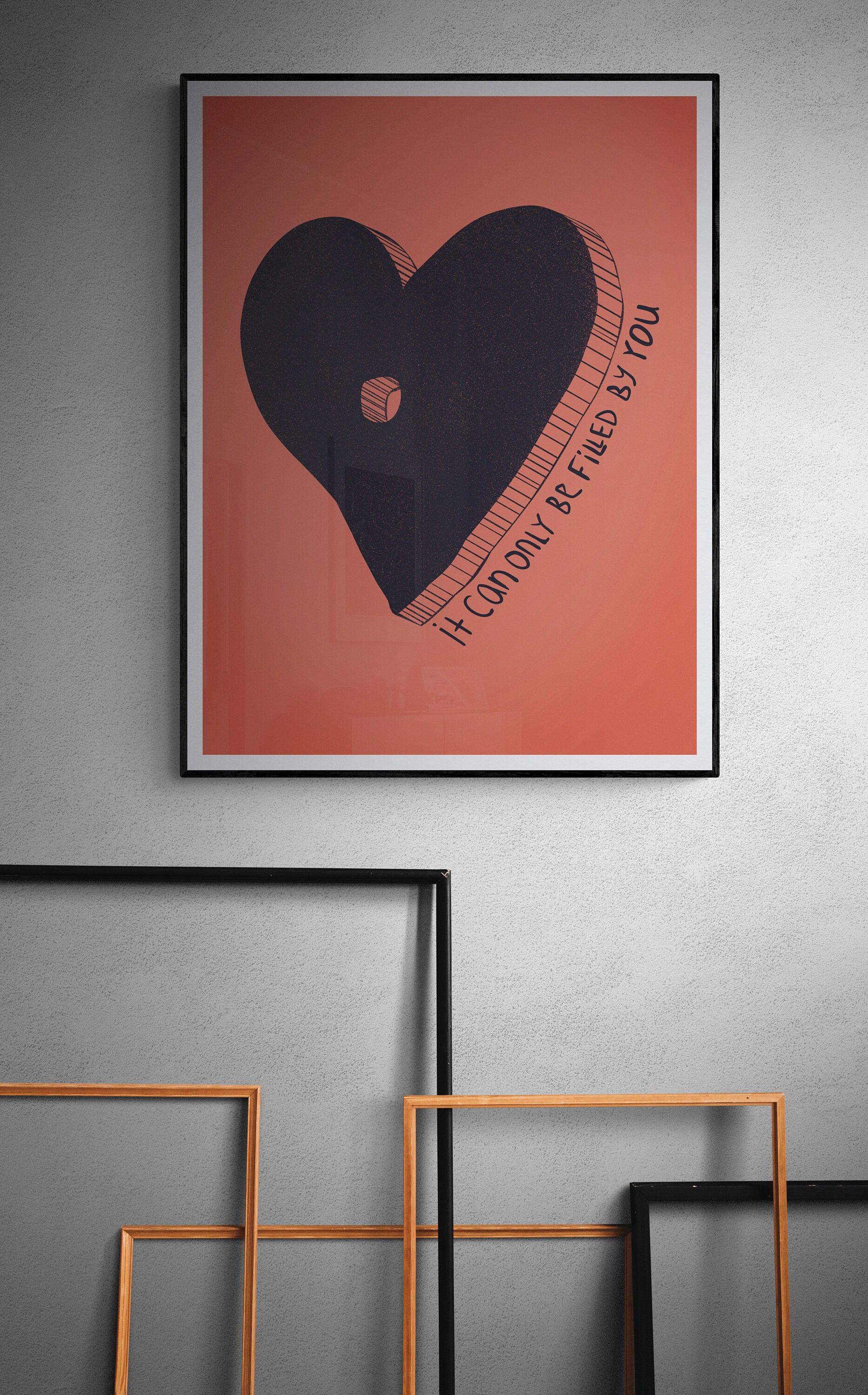 Hole Heart Retro Trendy Poster Downloadable Art Modern - Etsy