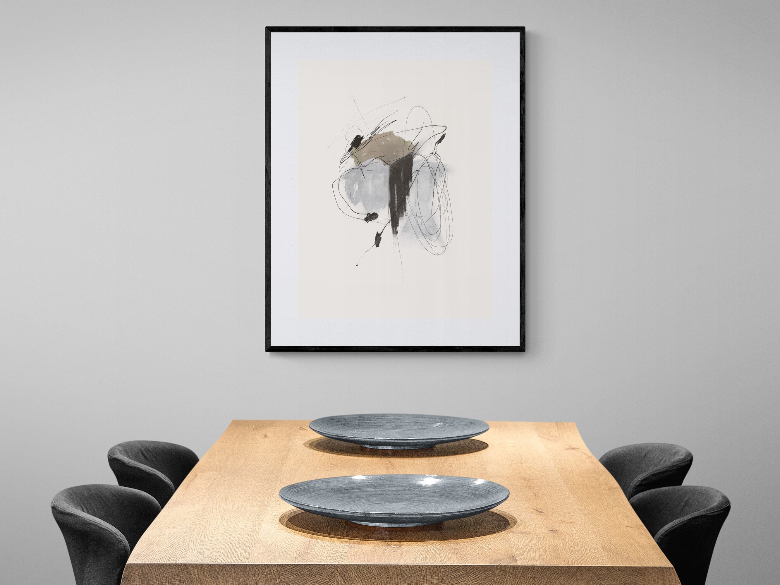 Simple Modern Greige Abstract Gallery Wall Art Set of 3 - Etsy