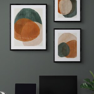 Earth Tone Wall Art Set of 3 Wall Art Prints, Boho Rusty Poster Set ...