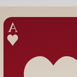 Ace of Hearts Poster, Red and White Playing Cards Wall Art, Trendy ...