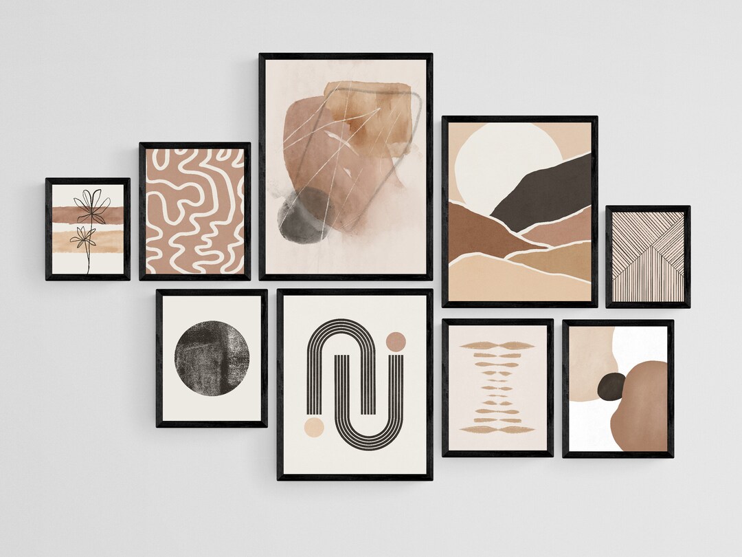 Boho Abstract Wall Art Bundle, Boho Gallery Wall Set of 9 Prints ...