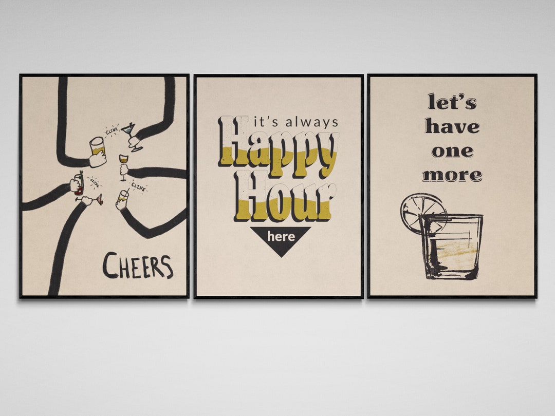 Bar Cart Prints Set of 3, Printable Wall Art Bar Cart Decor Accessories ...
