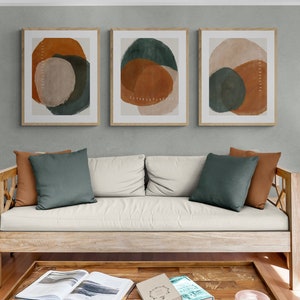 Earth Tone Wall Art Set of 3 Wall Art Prints, Boho Rusty Poster Set ...