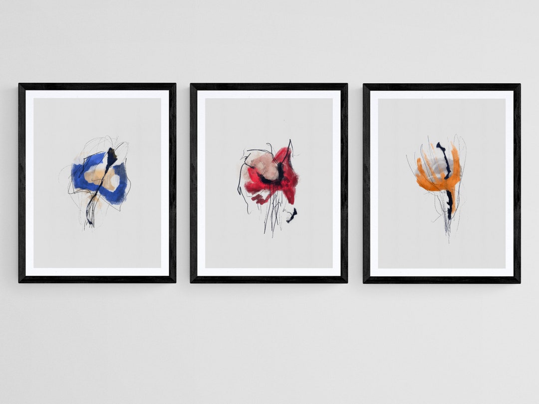 Gallery Wall Art Set of 3 Simple Modern Abstract, Nordic Prints ...