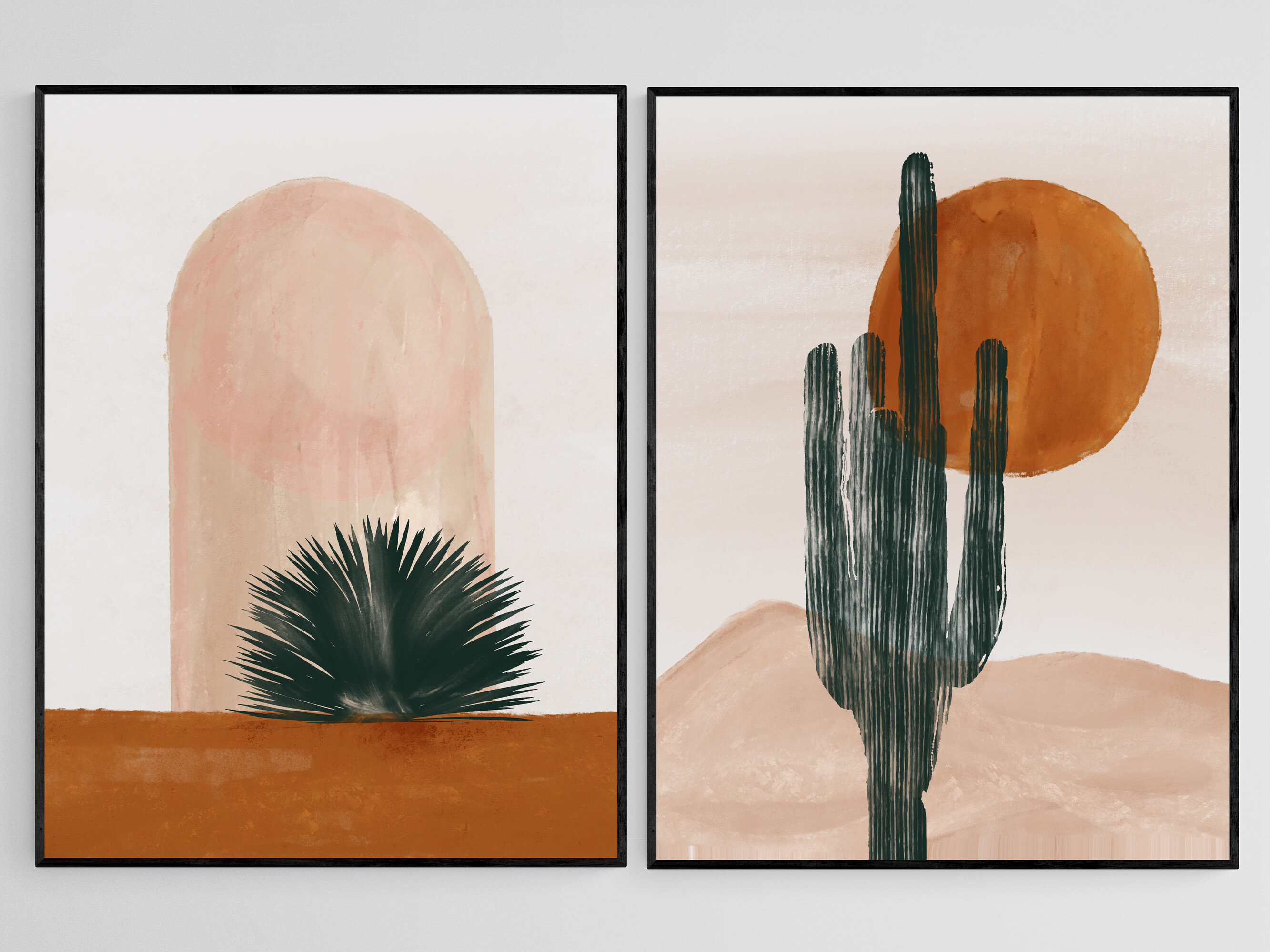 Southwestern Decor, Cactus Set of 2 Prints, Terracotta Wall Art ...