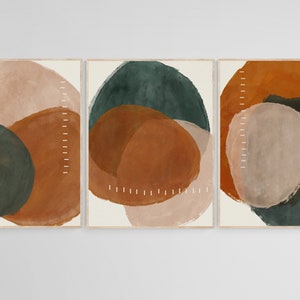 Earth Tone Wall Art Set of 3 Wall Art Prints, Boho Rusty Poster Set ...