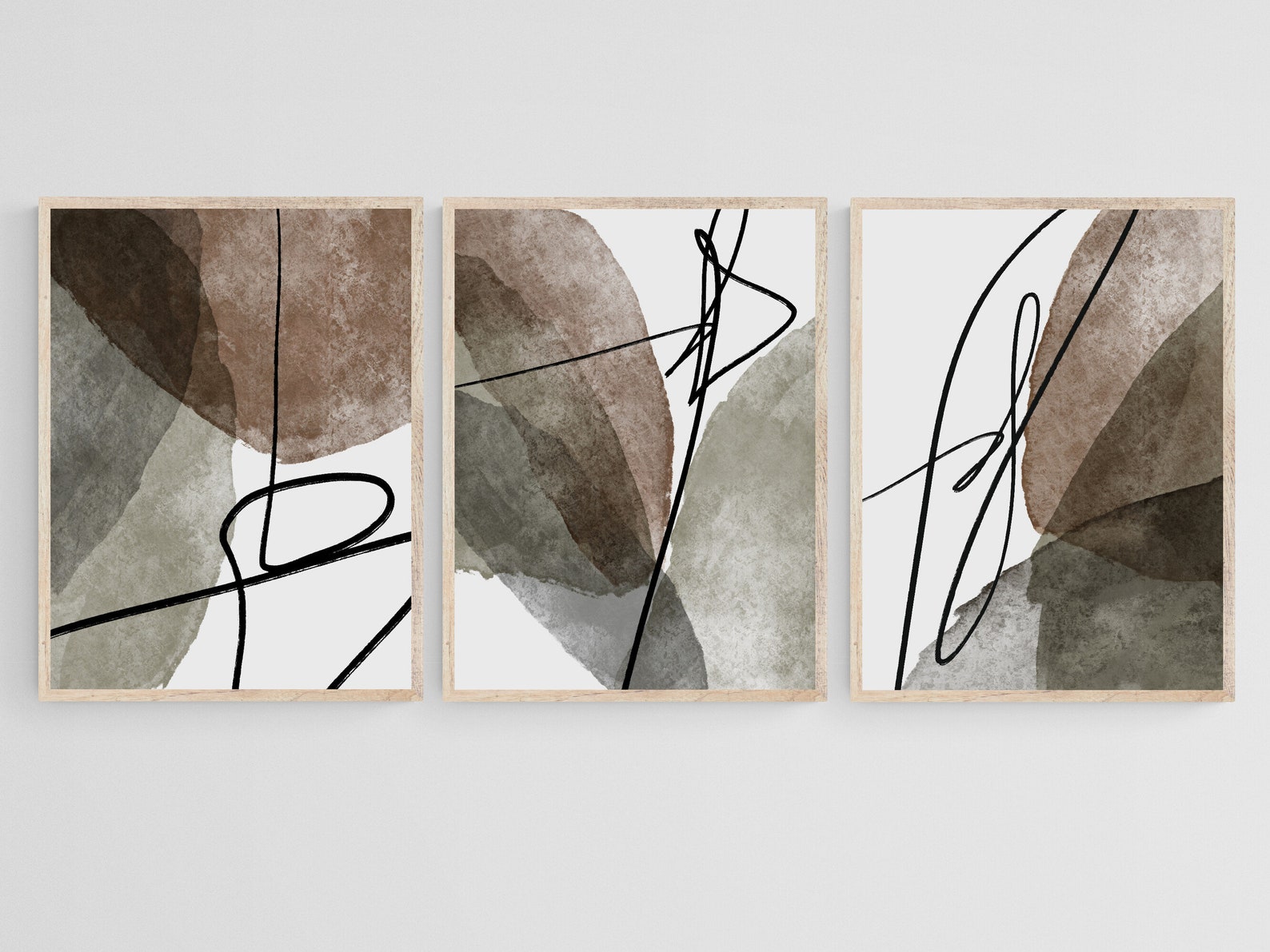 Abstract Shapes Gallery Wall Art Posters Set of 3 Digital - Etsy