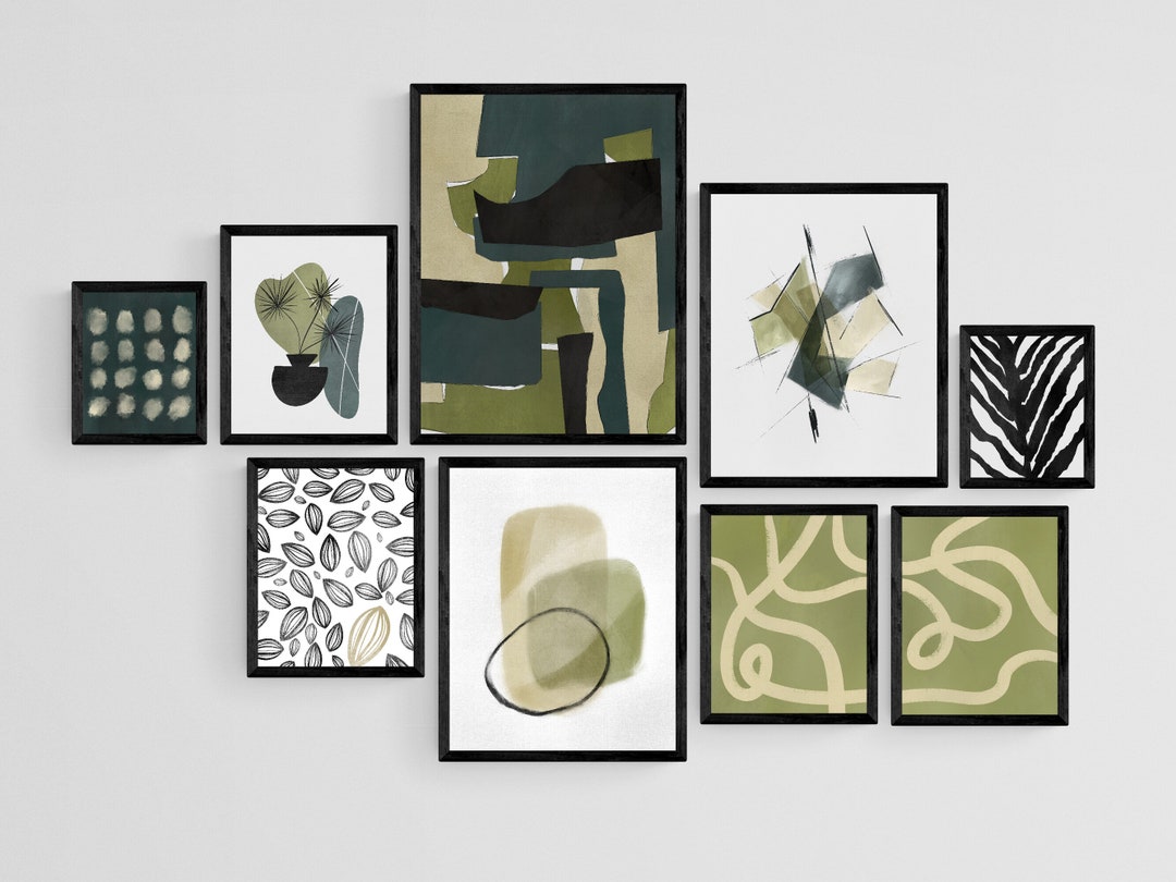 Modern Abstract Bundle Wall Art Gallery, Set of 9 Prints, Minimalist ...
