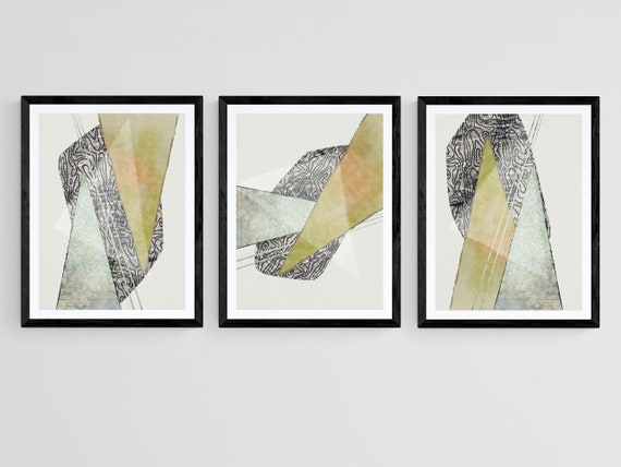 Abstract Shapes Multimedia Gallery Wall Art Set of 3 Digital - Etsy