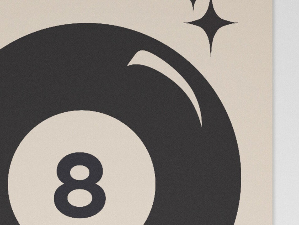 Trendy Retro 8 Ball Print Illustration Wall Art Minimalist - Etsy