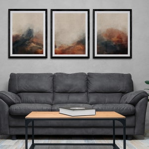 Modern Sophisticated Triptych 3 Piece Wall Art Set, Moody Neutral ...