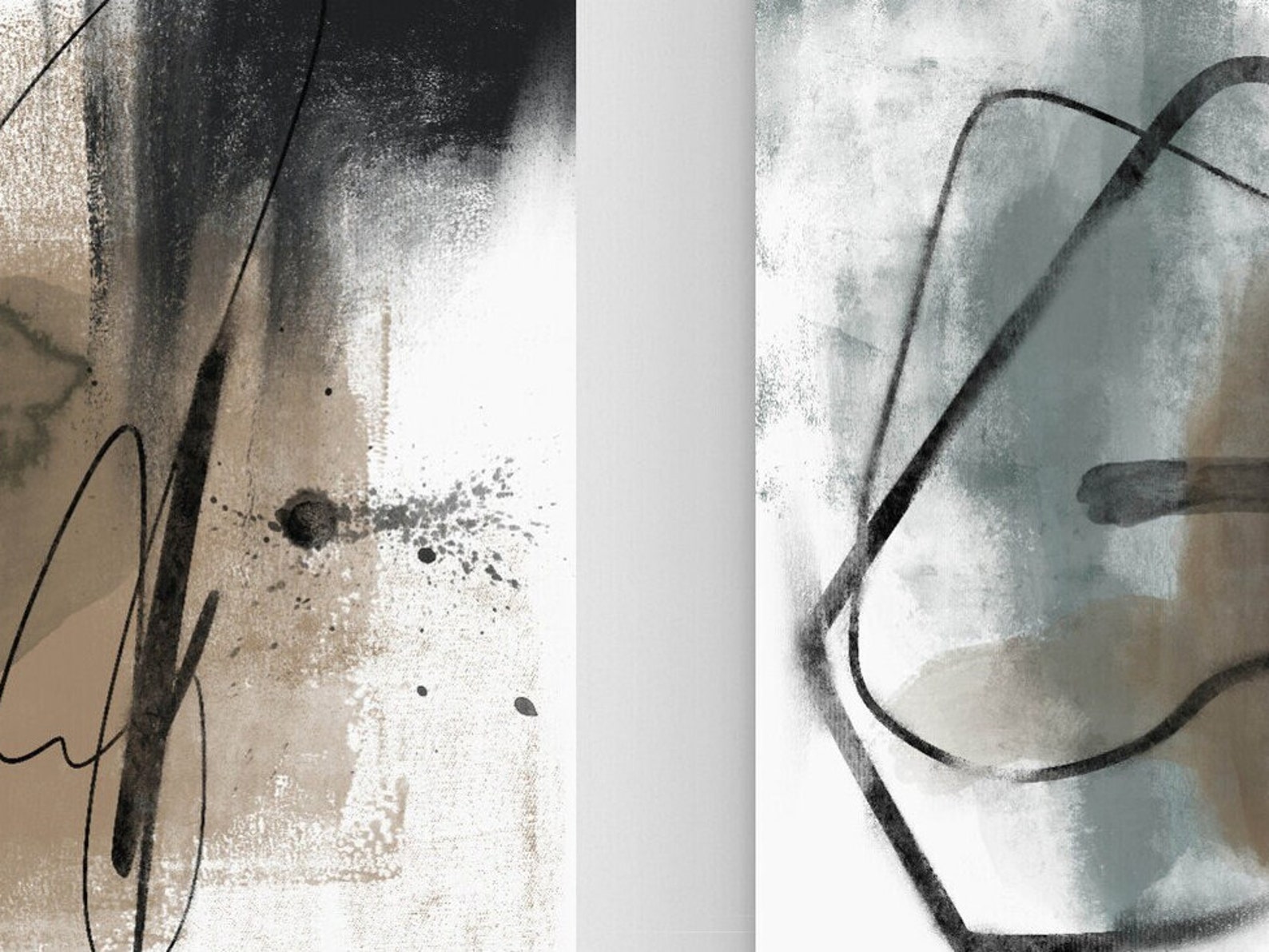 Greige Simple Abstract 3 Piece Wall Art Prints Neutral Modern - Etsy