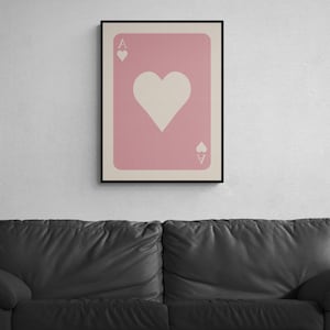 Pink Ace of Hearts Poster, Playing Cards Wall Art, Trendy Retro ...