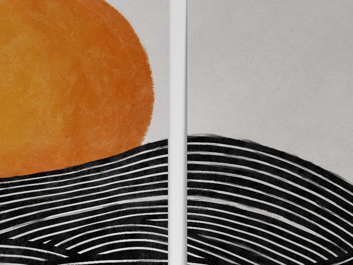 Waves and Sun Japandi Wall Art Triptych Set of 3 Prints - Etsy
