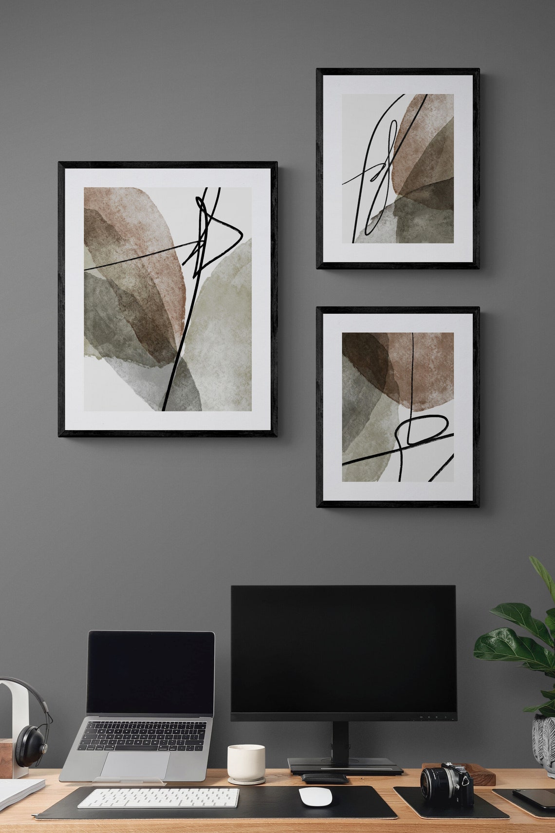 Abstract Shapes Gallery Wall Art Posters Set of 3 Digital - Etsy