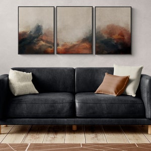 Modern Sophisticated Triptych 3 Piece Wall Art Set, Moody Neutral ...
