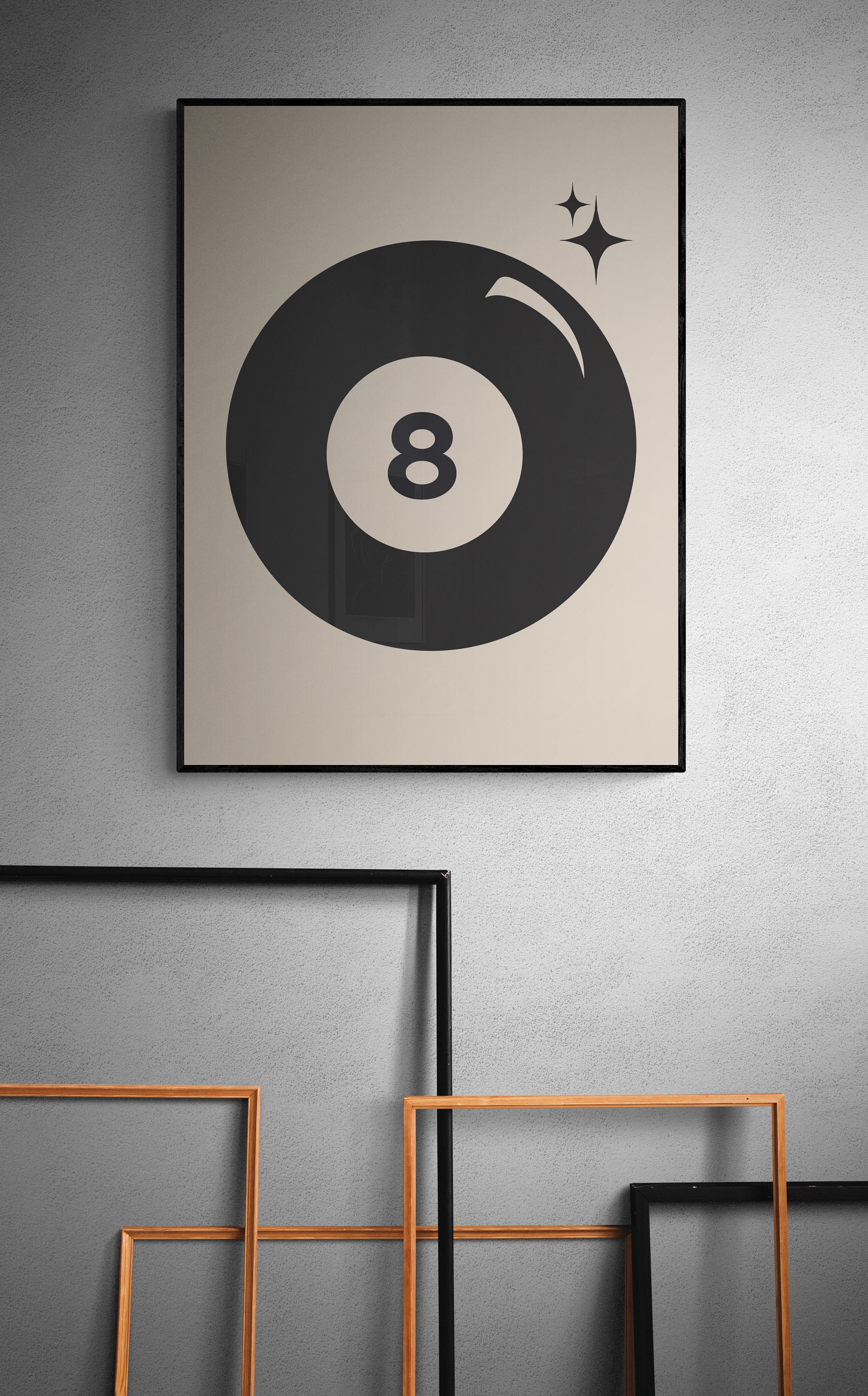 Trendy Retro 8 Ball Print Illustration Wall Art Minimalist - Etsy