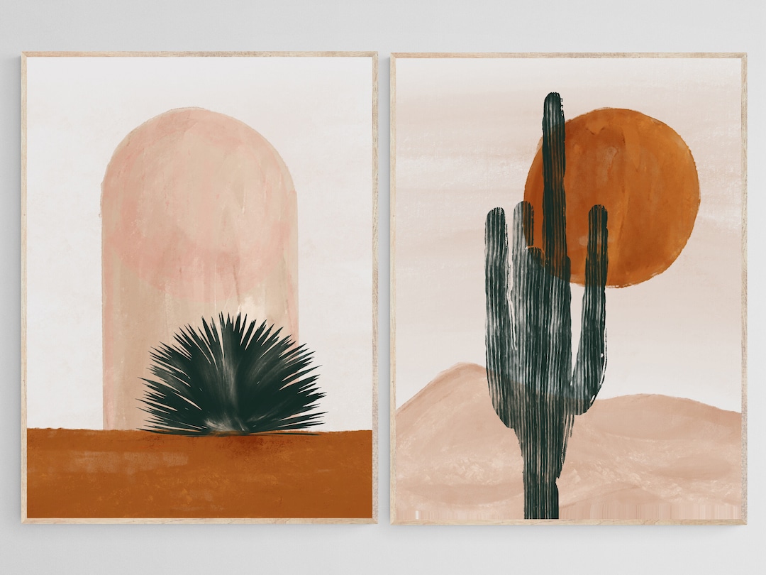 Southwestern Decor, Cactus Set of 2 Prints, Terracotta Wall Art ...