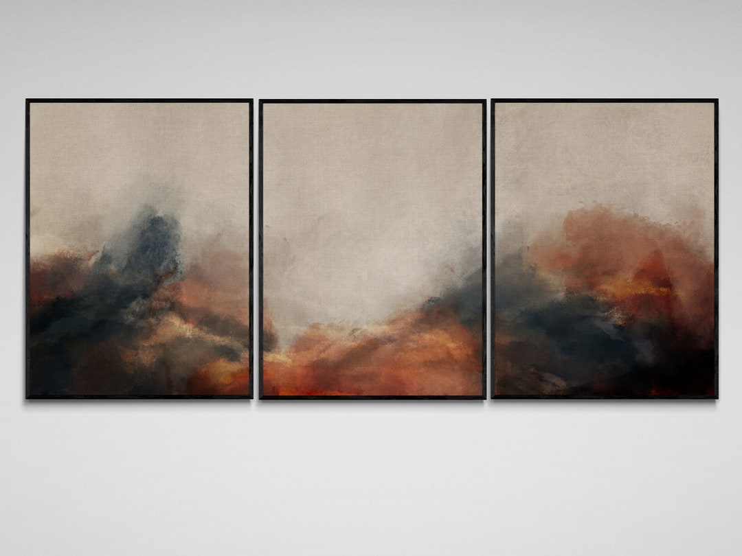 Modern Sophisticated Triptych 3 Piece Wall Art Set, Moody Neutral ...