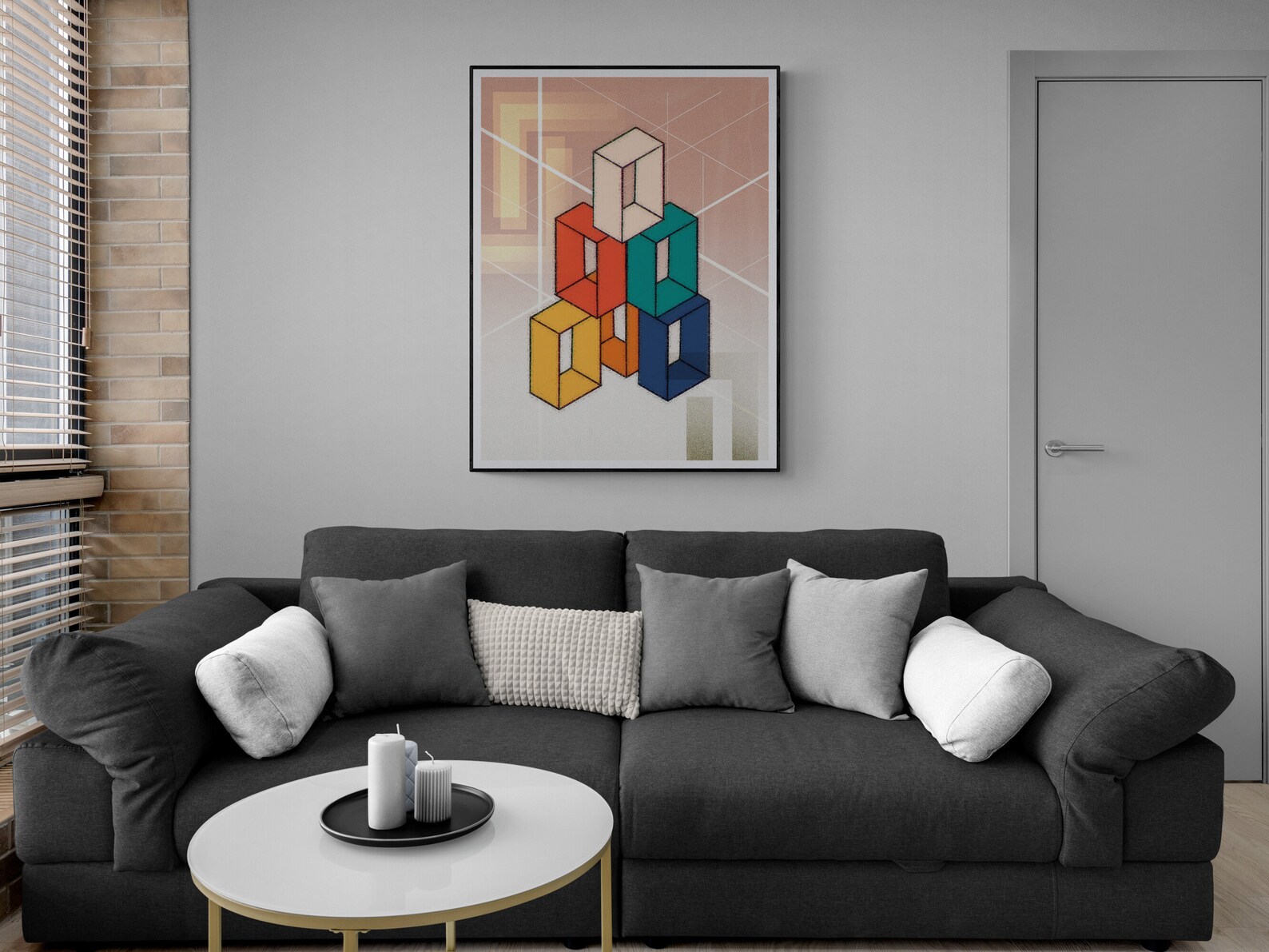 Retro Stacked Blocks Poster Indie Room Decor Print Printable - Etsy