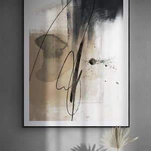 Greige Simple Abstract 3 Piece Wall Art Prints, Neutral Modern ...